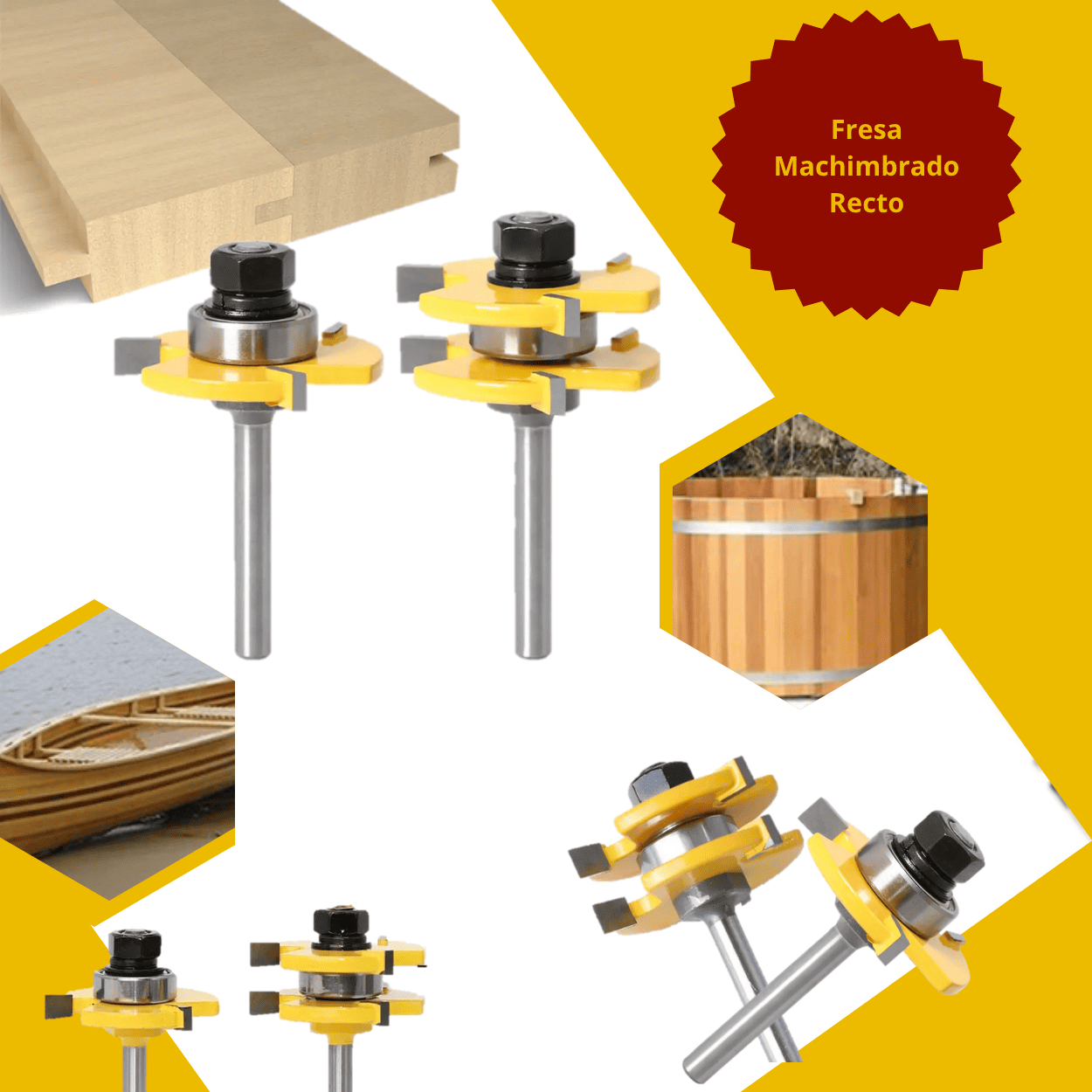 Fresa Machimbrado Recto – Set Hembra y Macho – EmmTools